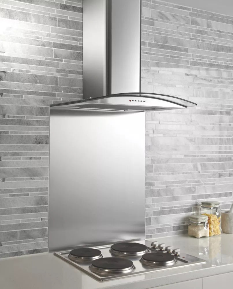 Stainless Steel Splashback, 750 x 900 x 10mm, Rounded Corners, 0.8mm S ...